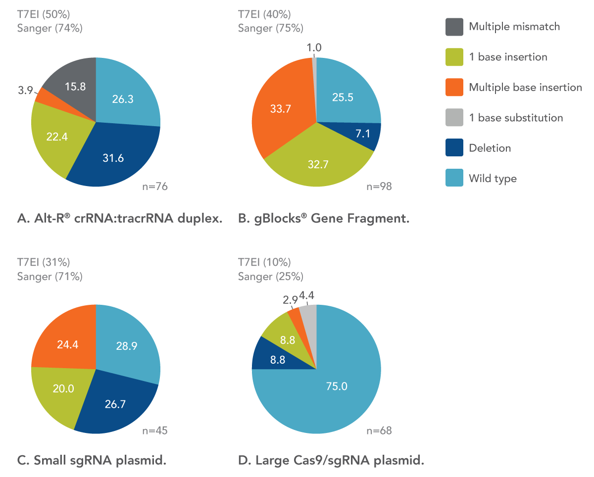 CRISPR guide RNA format affects genome editing outcomes